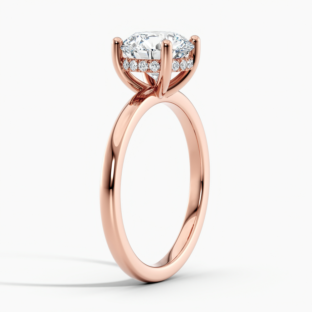 Lab Grown Diamond Hidden Halo Engagement Ring Round IGI Certified 2.00 ct. (I, VVS1-VVS2) in 14k ...